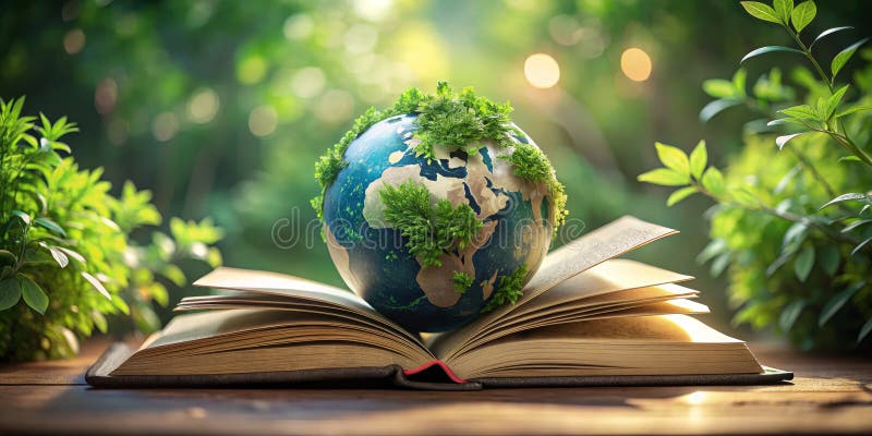 A Greener Future Earth Globe Covered in Lush Greenery Rests upon an ...