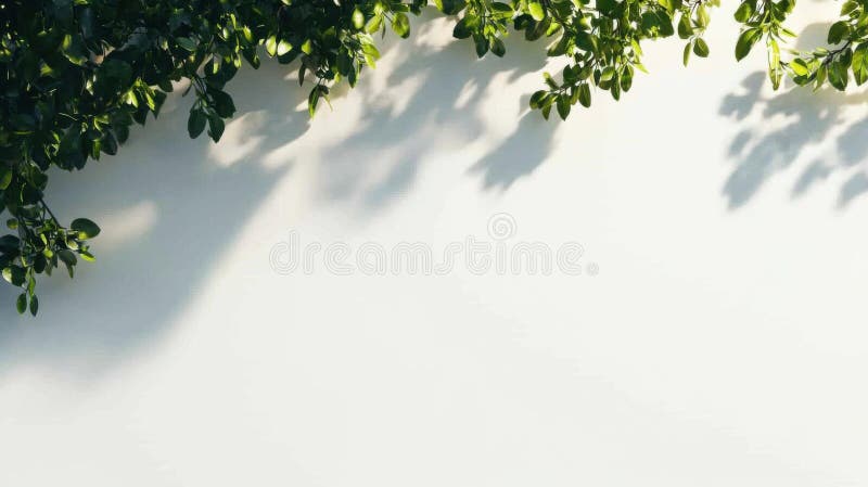 Greenery Against a Bright Wall with Natural Sunlight and Shadow Stock ...