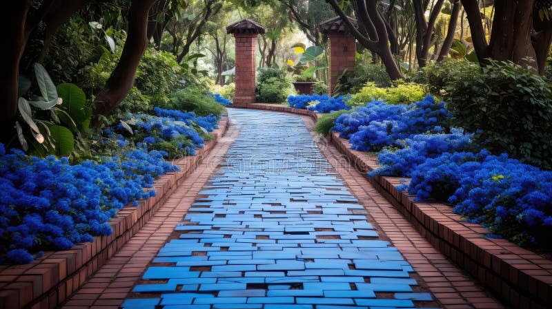 Greenery blue brick stock illustration. Illustration of serene - 321244919