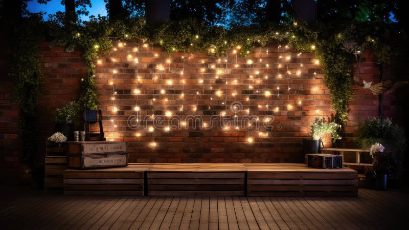 Greenery brick wall stage stock illustration. Illustration of rustic ...