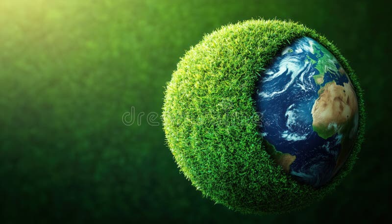 Greenery Covering Half of Planet Earth Stock Image - Image of meadow ...