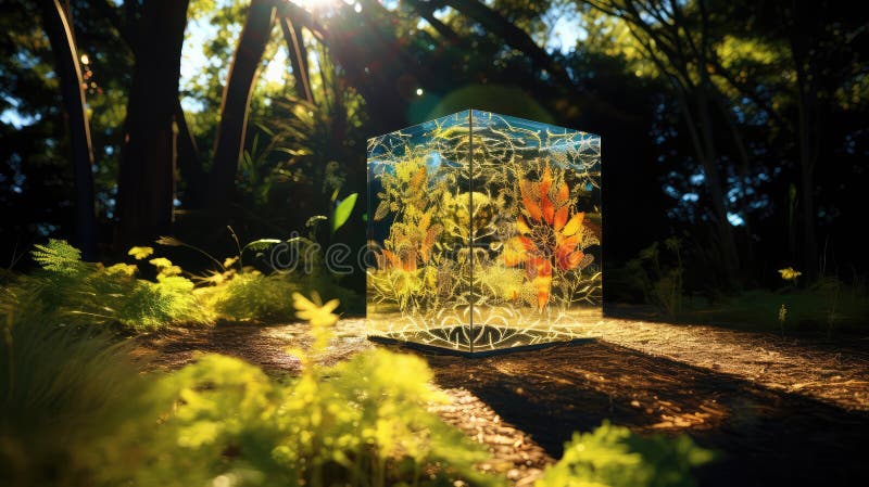 Greenery 3d wire box stock illustration. Illustration of light - 362204334