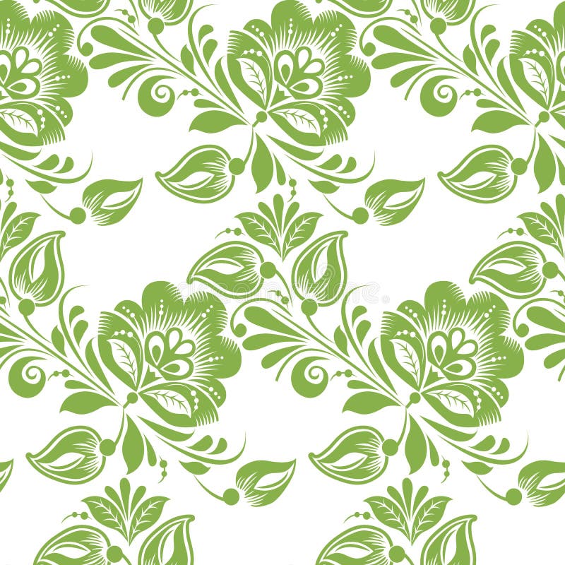 Greenery Floral Leaves Seamless Pattern Background Stock Illustration ...