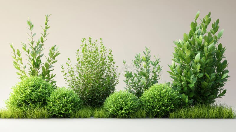 Greenery Garden Border with Shrubs and Bushes Generative AI Stock ...