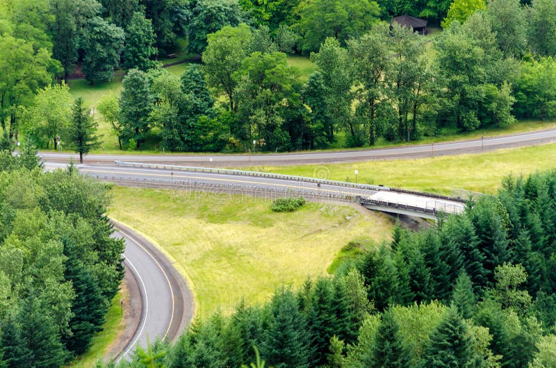 Greenery and Highway Interchange Stock Image - Image of green, street ...