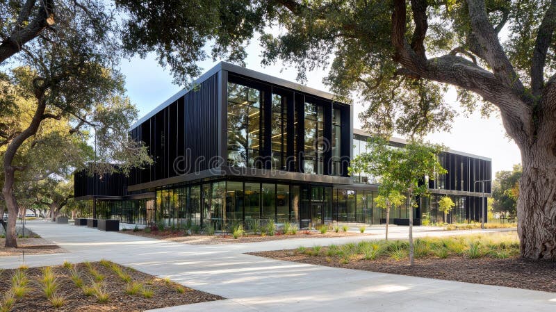 Greenery and Landscaping Surround this Modern Glass Office Building ...