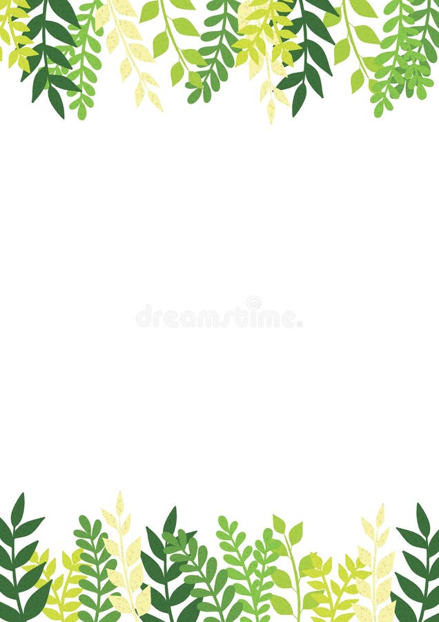 Greenery Leaves in Spring Garden Frame Vector . Stock Vector ...