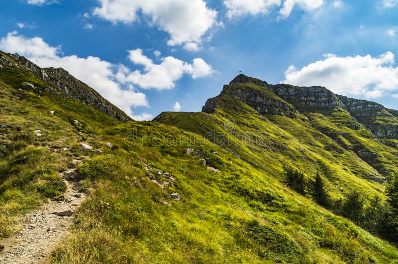 The Greenery and Mountain Peaks in Summer Stock Image - Image of ...