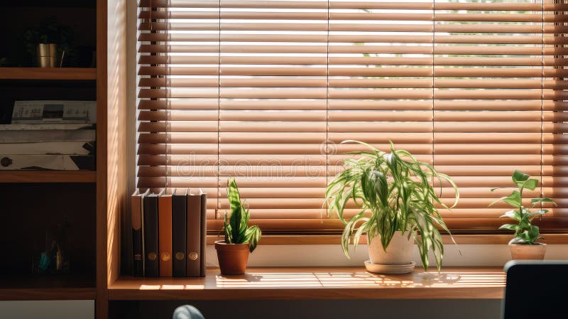 Greenery office windows stock illustration. Illustration of shade ...