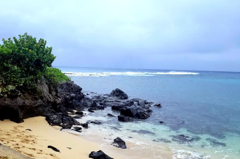 Greenery Rocks on the Ocean Stock Photo - Image of islet, terrain ...