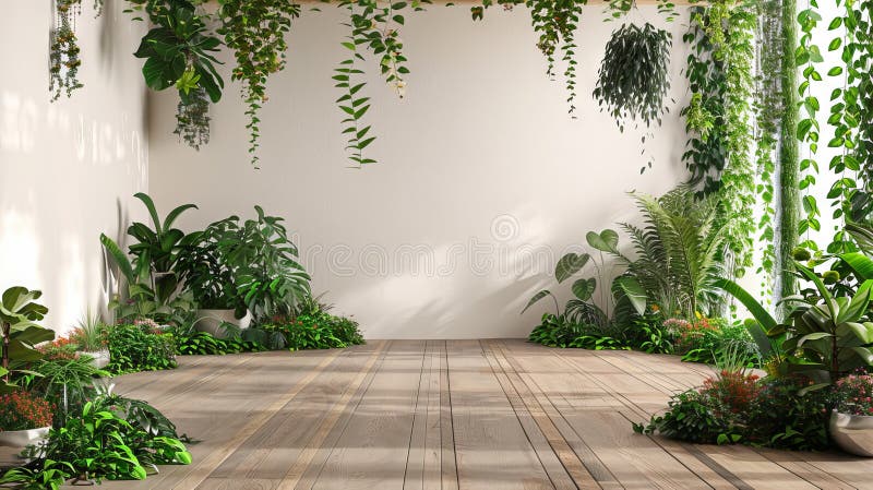 Greenery Setup in Back View Accentuating Botanical Artistry Stock ...