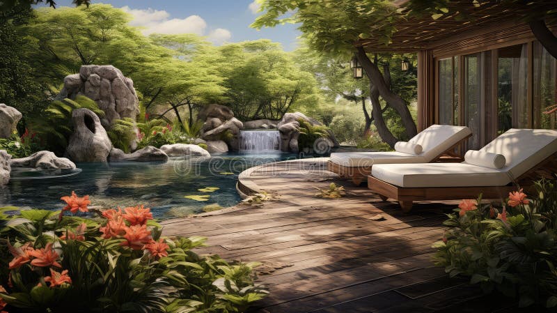 Greenery spa spring stock illustration. Illustration of lounge - 340023490