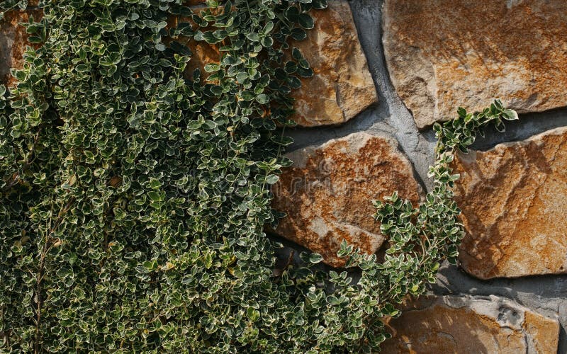 Greenery on a Stone in the Landscape. Place for Text Stock Photo ...