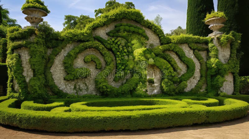 Greenery topiary wall stock image. Image of display - 340039611
