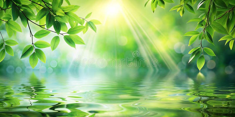 Greenery on the Water Abstract Background Creative AI Stock ...