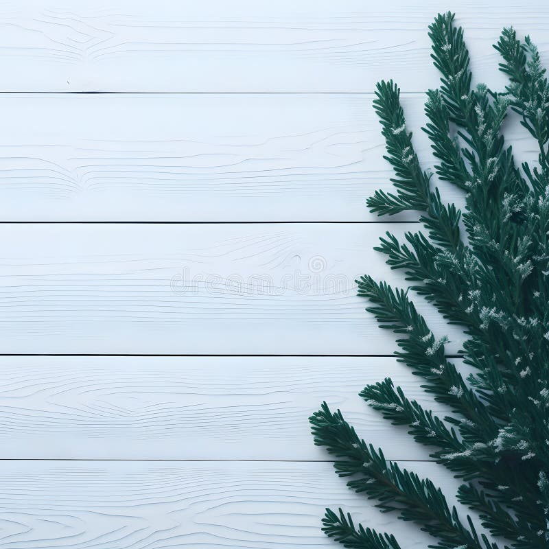 Greenery on White Wooden Background with Blank Text Area Stock ...