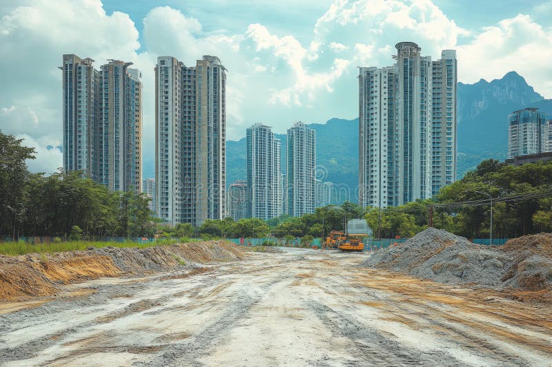 A Greenfield Construction Site, Modern and Industrial, Development ...