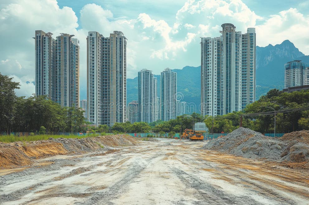 A Greenfield Construction Site, Modern and Industrial, Development ...