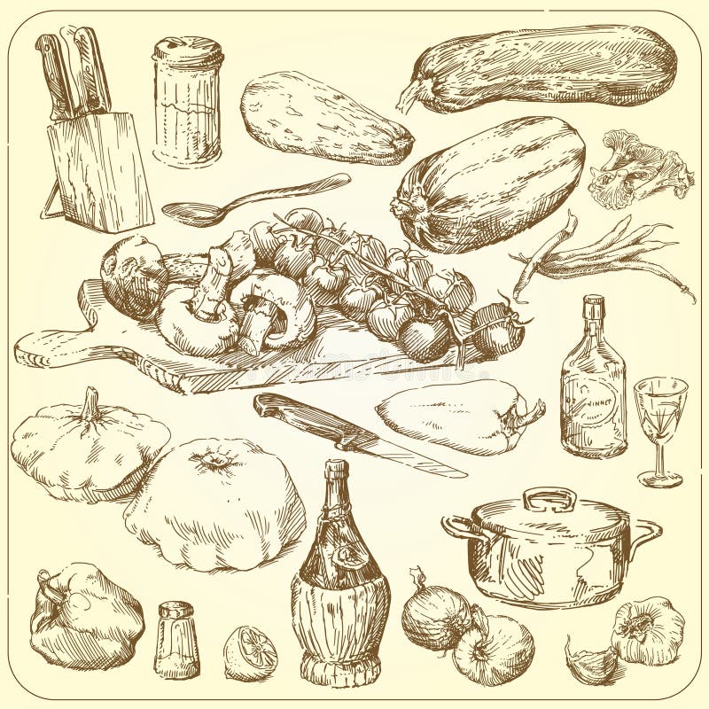 Food collection - drawing stock vector. Illustration of icon - 31707416