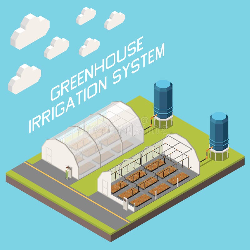 Greenhouse Drip Irrigation System Stock Illustration - Illustration of ...