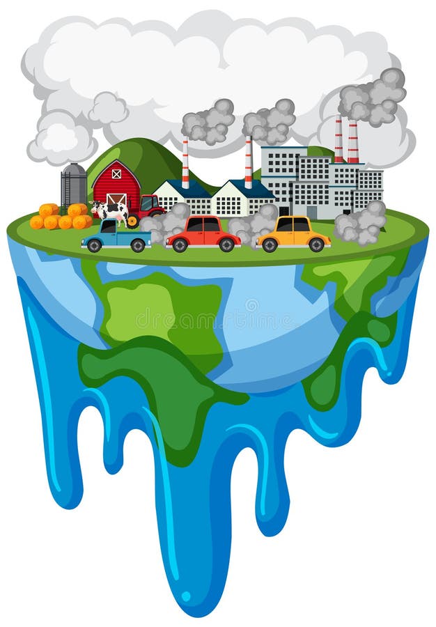 Greenhouse Effect and Global Warming Stock Vector - Illustration of ...