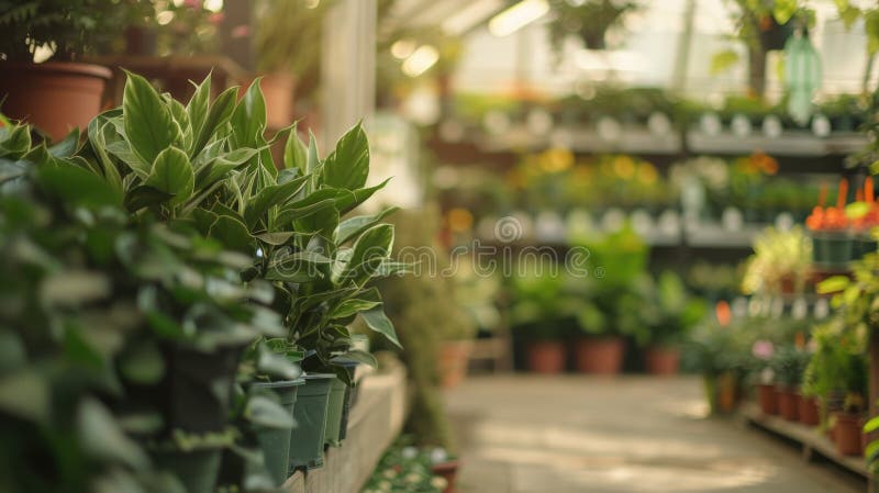 Greenhouse with Many Plants and Potted Plants Stock Photo - Image of ...