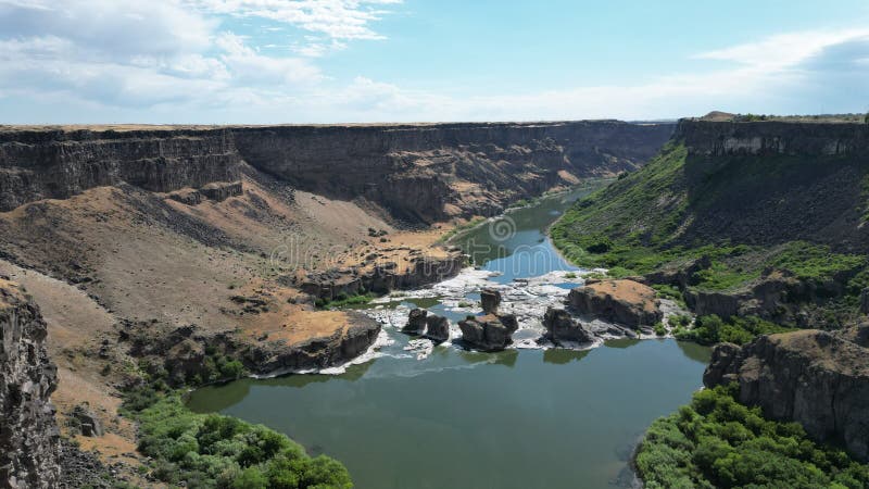 Greenish River between Cliffs in a Summer Day Stock Photo - Image of ...