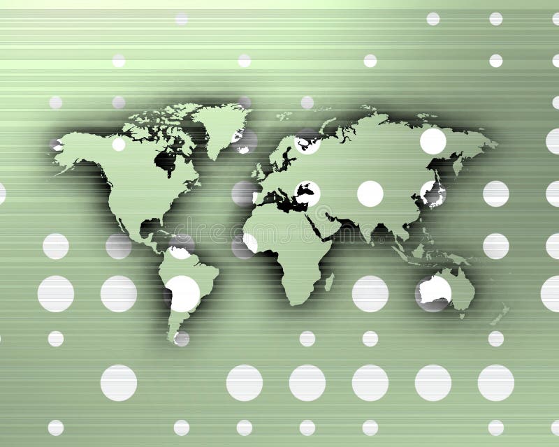 GREENISH TECH MAP of the WORLD SILHOUETTE with MODERN CIRCLES Stock ...