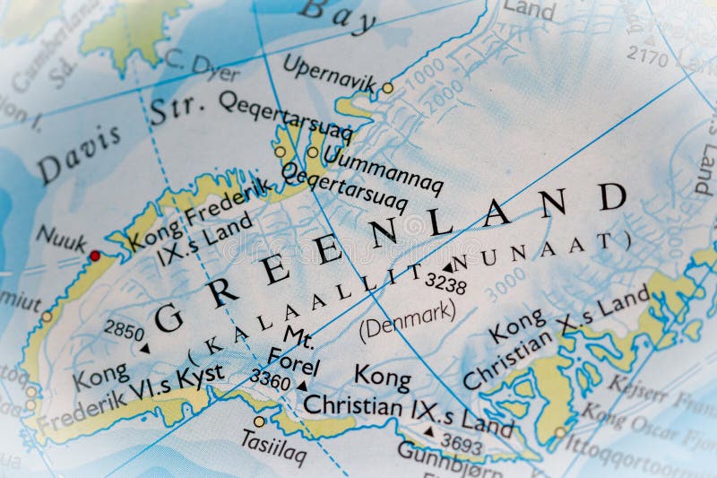 Greenland (Kalaallit Nunaat) Highlighted on a World Map Stock Image ...