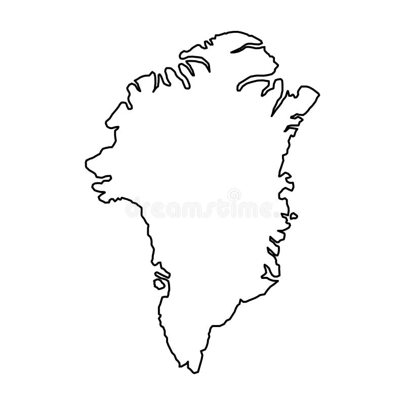 Greenland - 3D Black Thin Outline Silhouette Map of Country Area ...