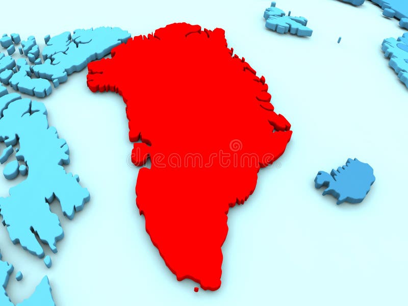 Greenland in Red on Blue Globe Stock Illustration - Illustration of ...