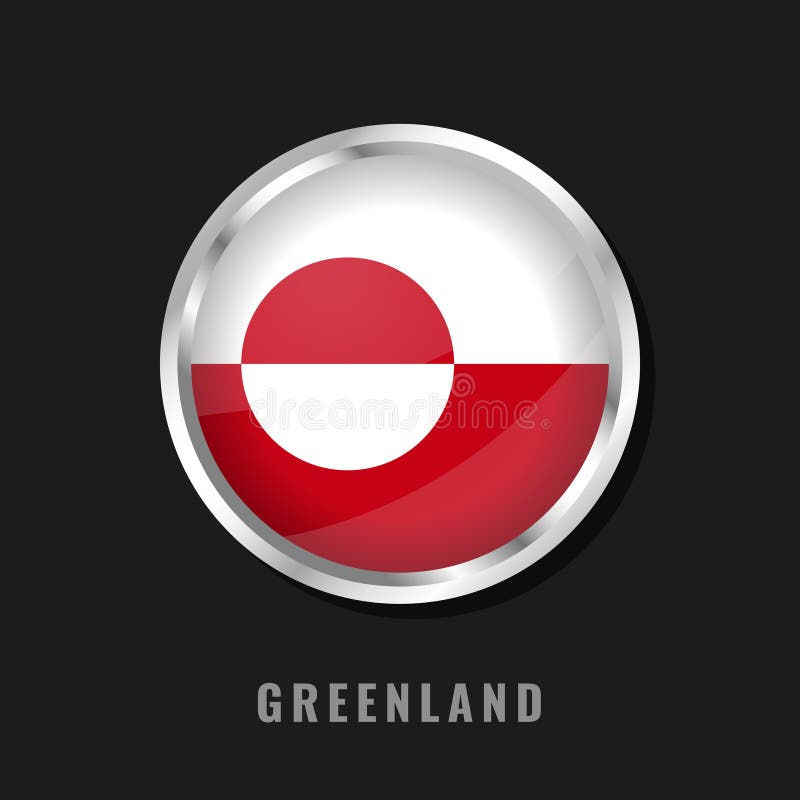 Greenland Round Framed National Flag. Circular Glossy Flag of Greenland ...