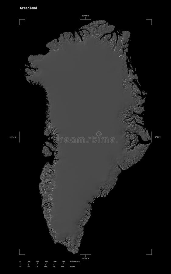 Greenland Shape on Black. Bilevel Stock Illustration - Illustration of ...