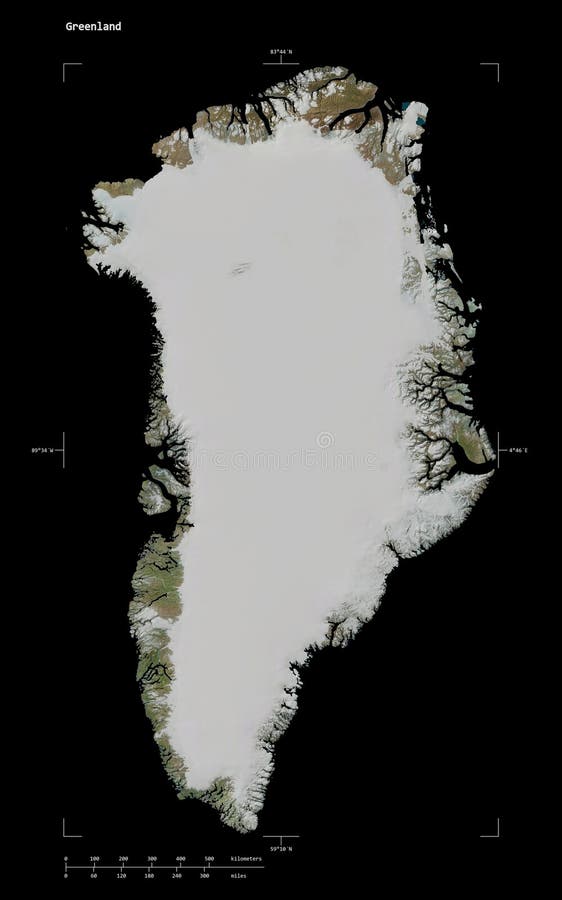 Greenland Shape on Black. High-res Satellite Stock Illustration ...