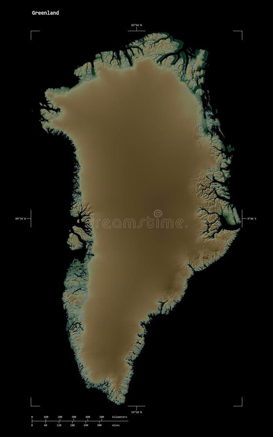 Greenland Shape on Black. Physical Stock Illustration - Illustration of ...
