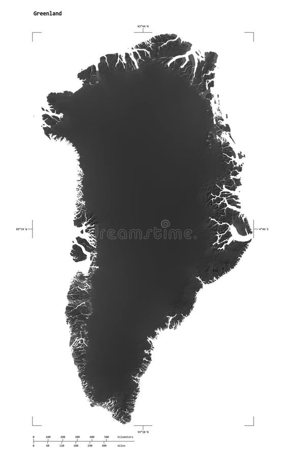 Greenland Shape on White. Grayscale Stock Illustration - Illustration ...