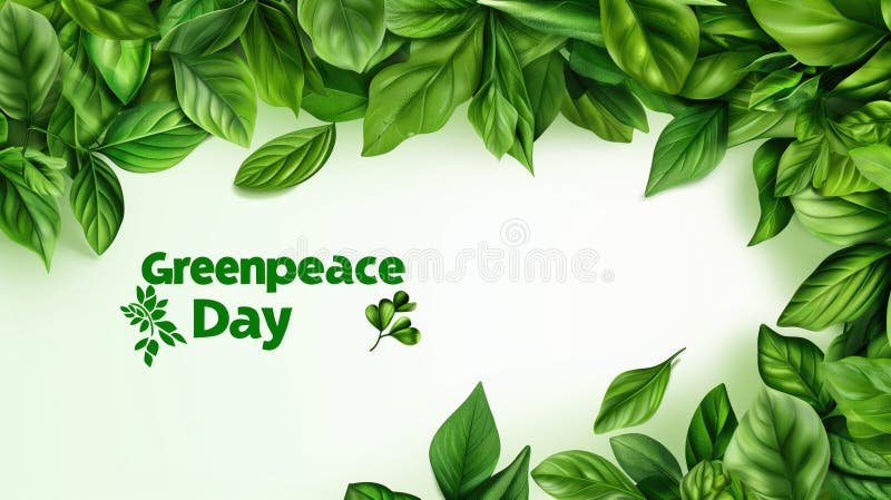 Greenpeace Day Celebration with Lush Green Leaves Forming a Frame ...