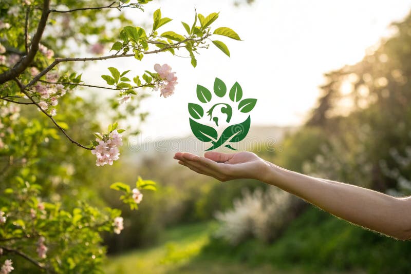 Greenpeace Spring Ecological SymbolThe Hand of Nature in Bloom Stock ...