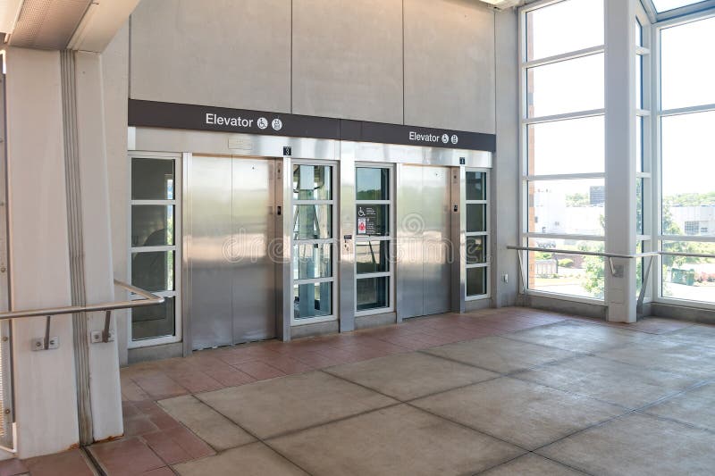 Greensboro Metro Station in Tysons, Virginia. Elevator at the Platform ...