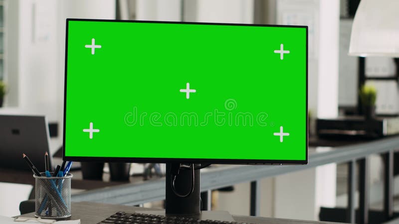Greenscreen Computer Display on Desktop Stock Video - Video of ...
