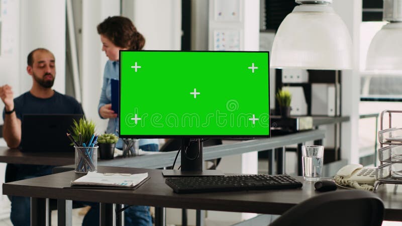 Greenscreen Template on Pc in Office Stock Video - Video of business ...