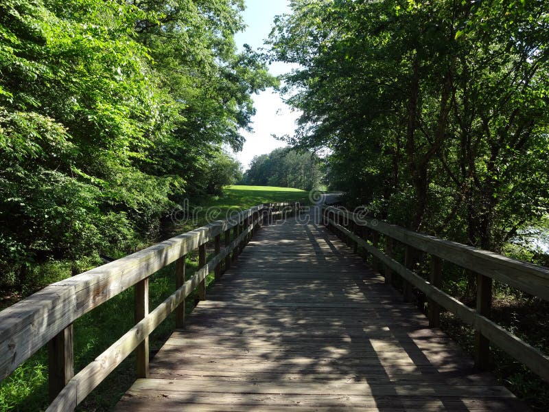Greenway Path Around Shelley Lake Stock Image - Image of wooden ...