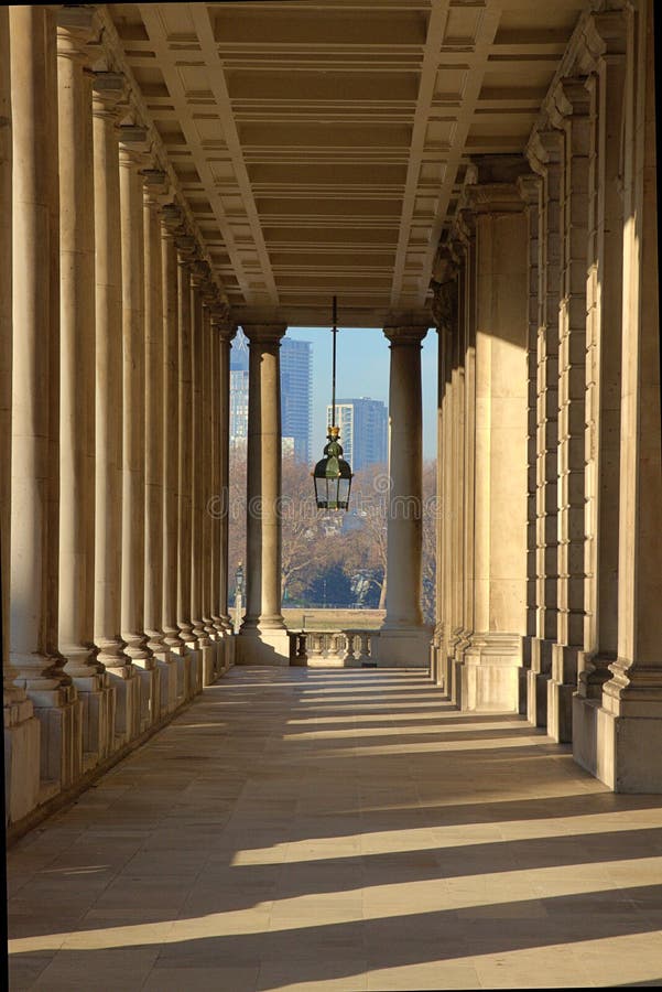 Greenwich Naval College Columns with Lamp Stock Photo - Image of ...