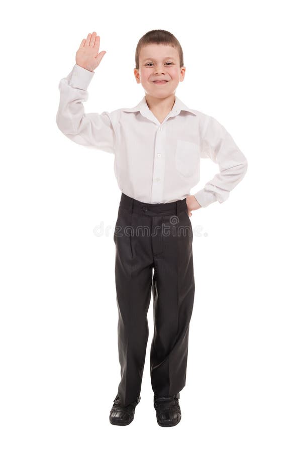 Greeting boy on white stock image. Image of black, cute - 30691625