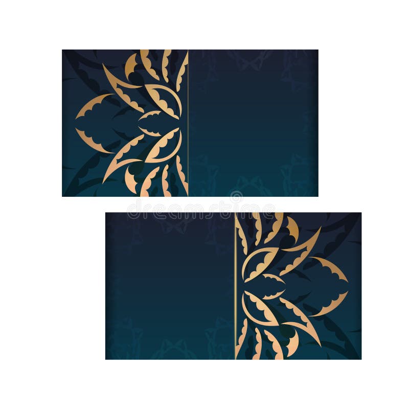 Greeting Brochure Template with Gradient Blue Color with Greek Gold ...