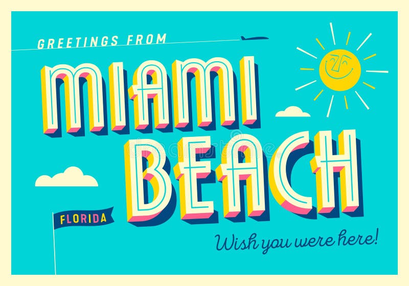 Greetings from Miami Beach, Florida, USA Stock Vector - Illustration of ...
