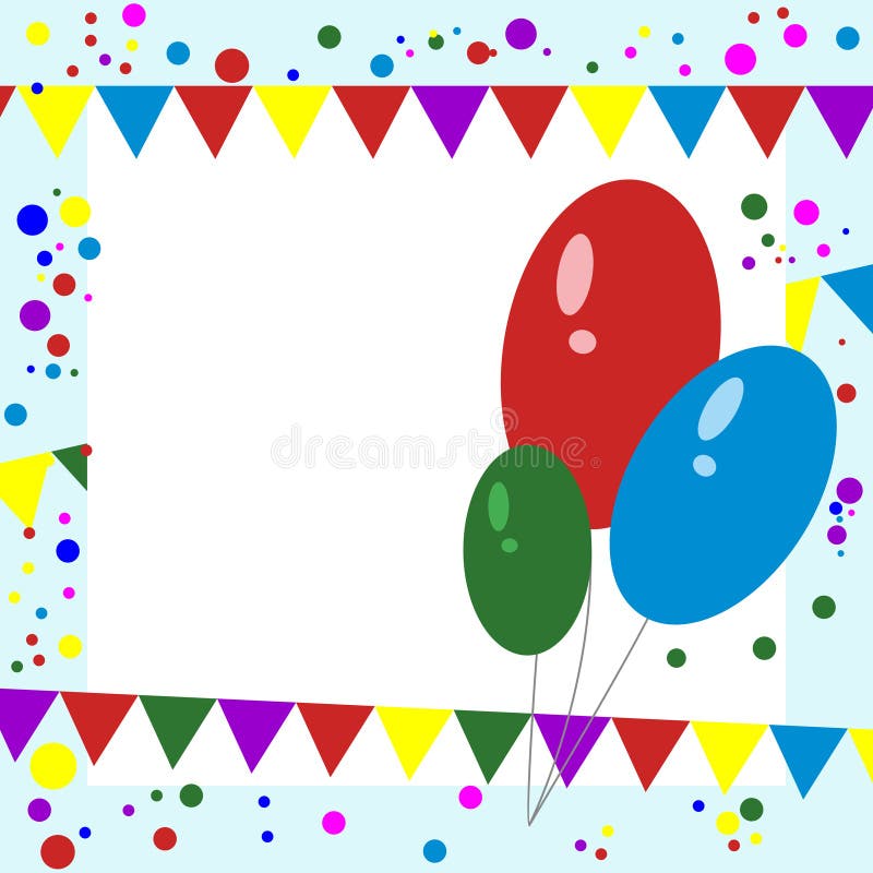Greeting Card. Balloons, Confetti and Garlands Stock Vector ...