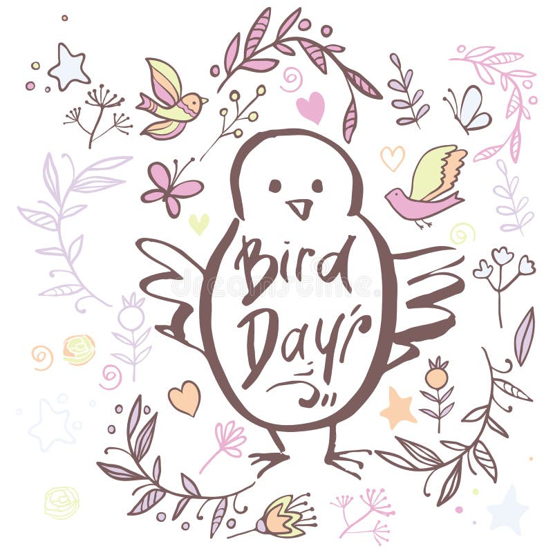 Greeting Card of the Bird Day Stock Illustration - Illustration of card ...