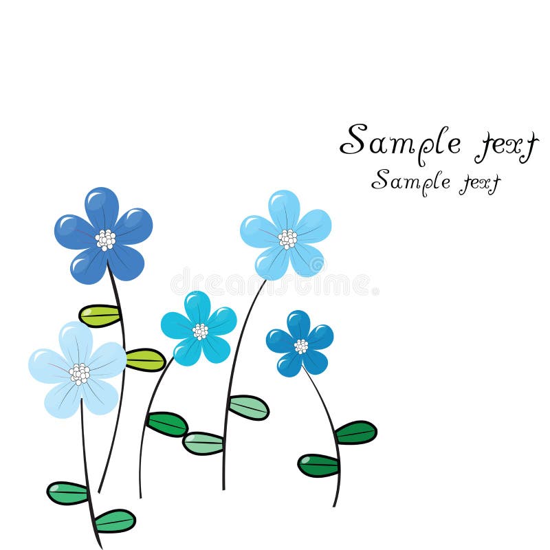 Greeting Card with Blue Flowers Stock Illustration - Illustration of ...