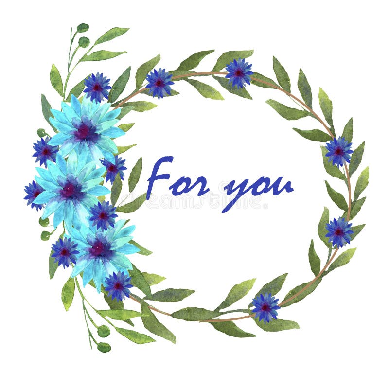 Greeting Card with Blue Flowers on a White Background 库存图片 - 图片 包括有 化妆 ...